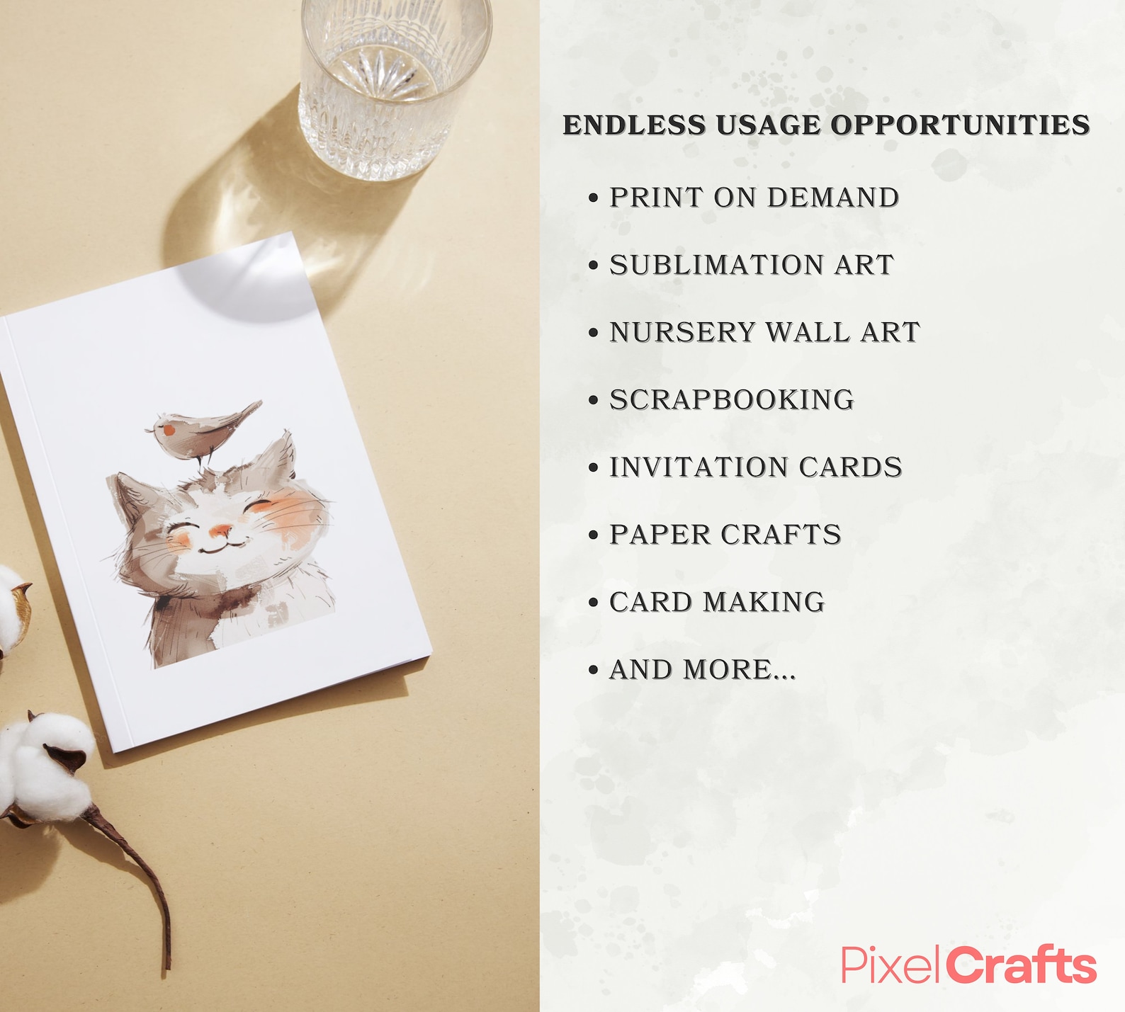 Cute Bird & Cats Clipart, Cute Cat Png, Watercolor Birds Bundle ...