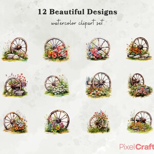 Watercolor Floral Wheel Clipart, Wooden Wheel Png, Western Ranch ...