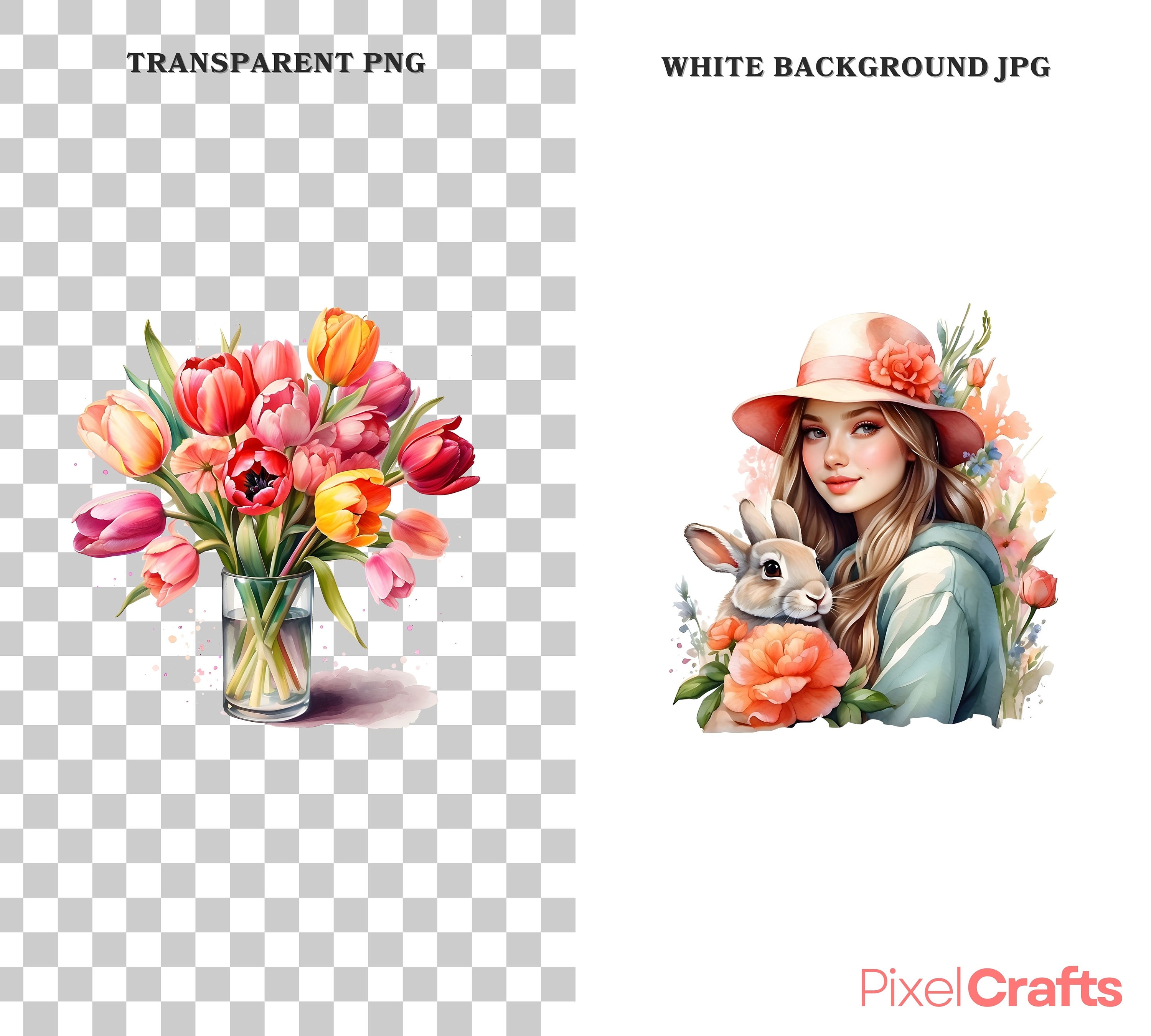 Cozy Spring Clipart Collection, Spring Flowers Png Graphics, Wild ...