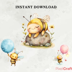 Watercolor Bee Clipart, Cute Bees Png, Honey Bee Png, Bees Graphics ...