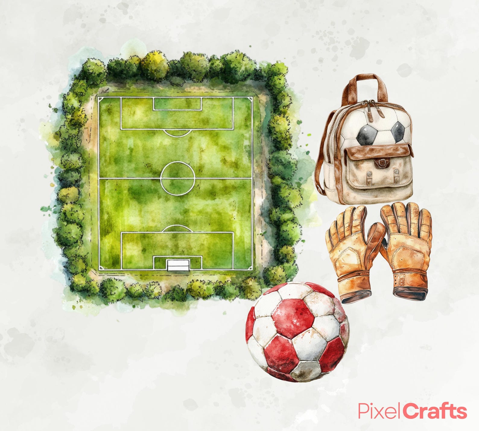 Soccer Clipart Bundle, Watercolor Football Clipart, Soccer Ball Clipart ...