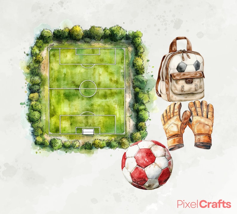 Soccer Clipart Bundle, Watercolor Football Clipart, Soccer Ball Clipart ...