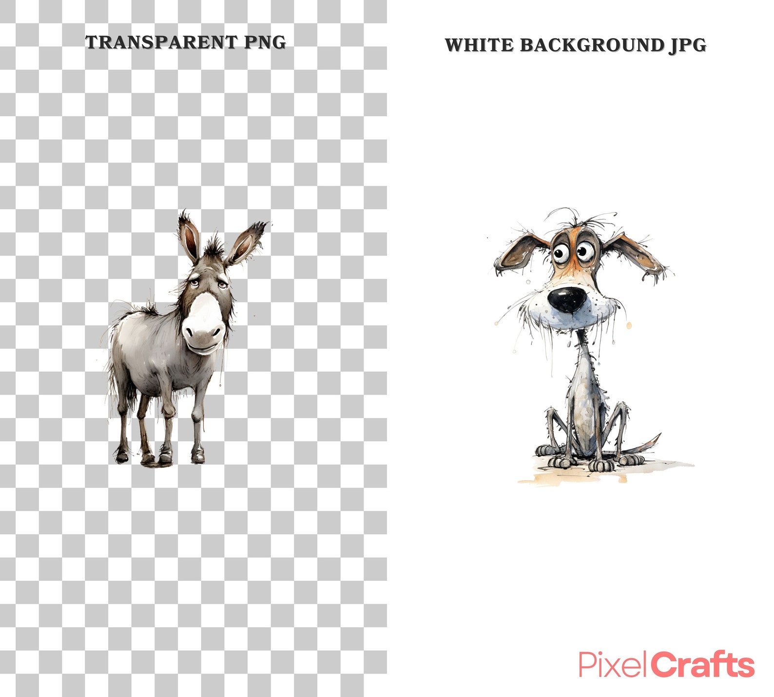 Watercolor Funny Farm Animals Clipart, Cute Cartoon Animals, Funny ...
