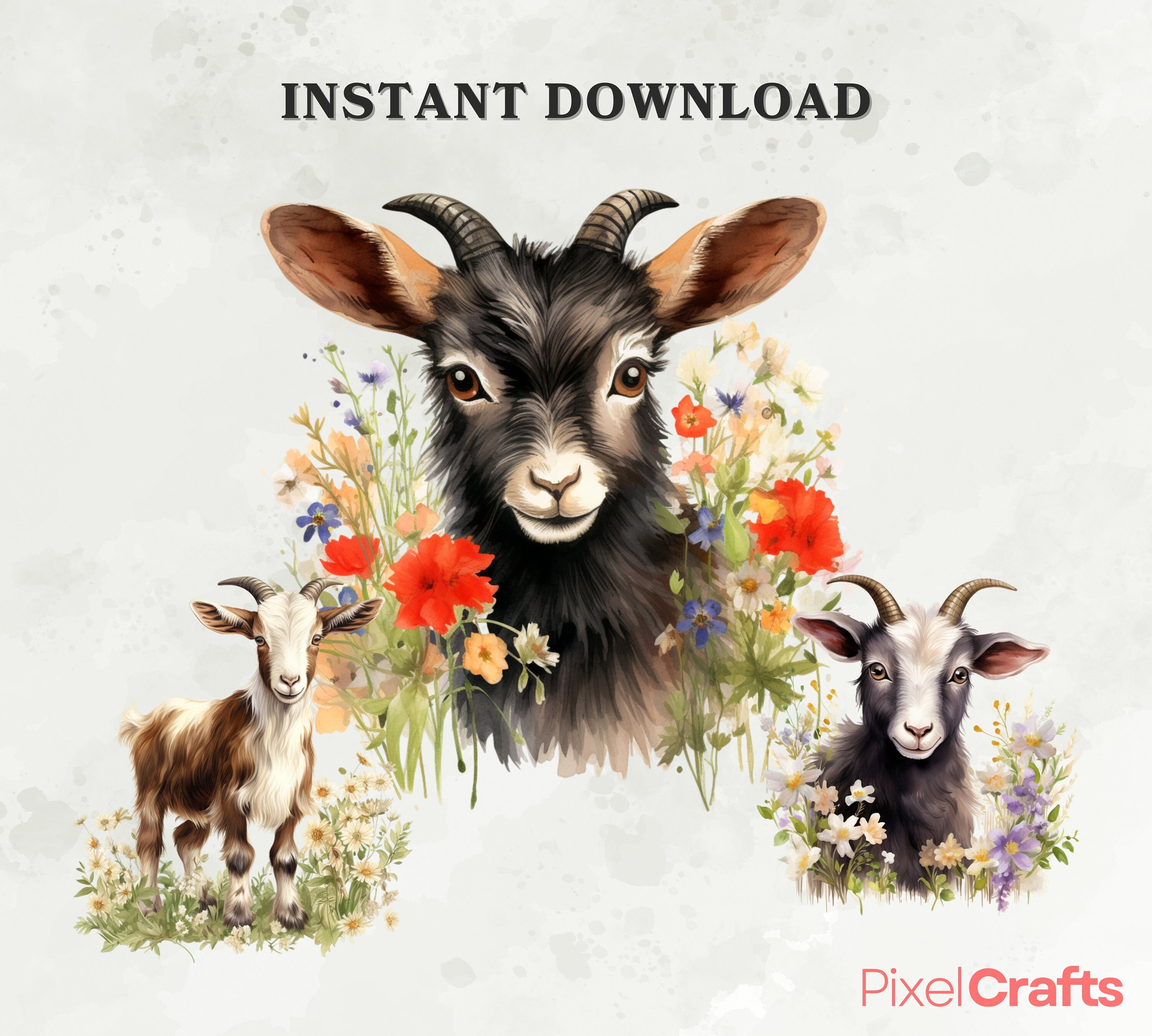 Watercolor Cute Goat Clipart, Funny Kid Goats Png, Farm Animals ...