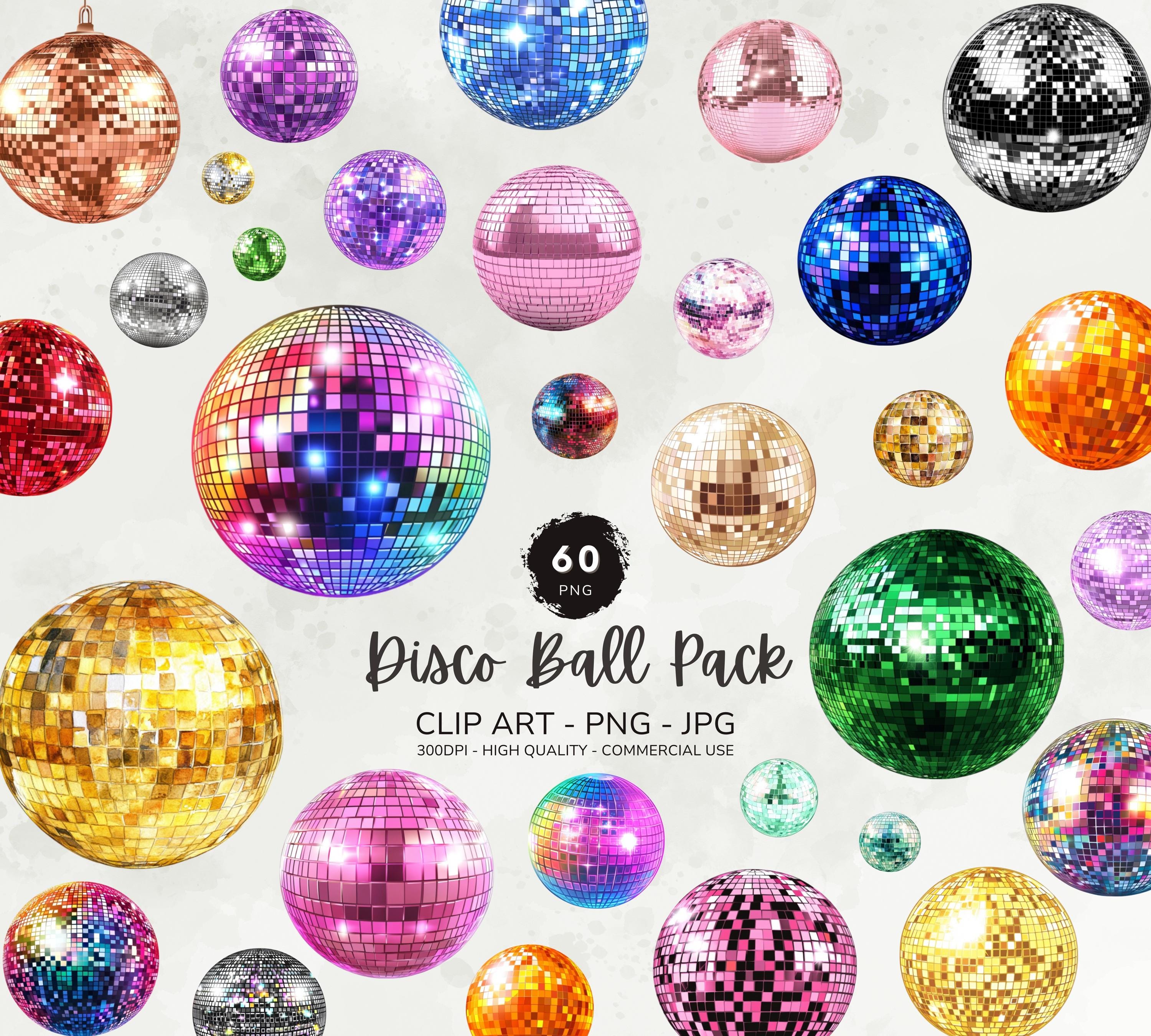 Watercolor Disco Ball Clipart Bundle, Dance Clipart, Colorful Disco ...