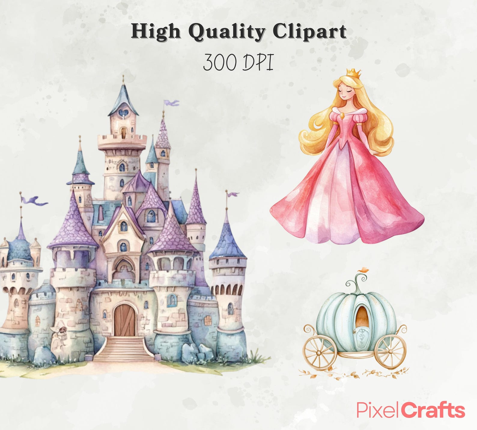 Fairytale Princess Clipart Bundle, Nursery Decor, Royal Clipart ...