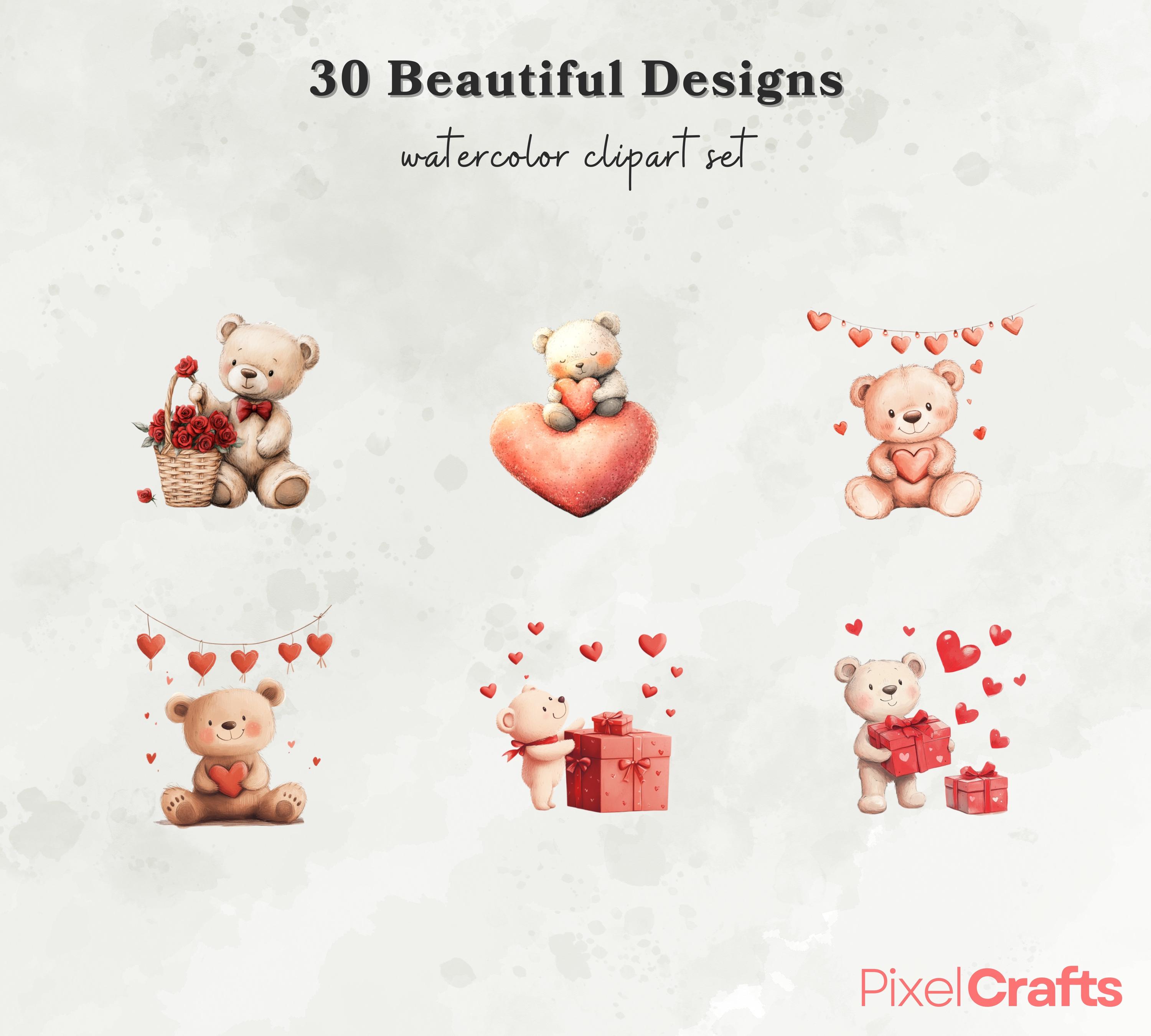 Valentine Teddy Bear Clipart, Valentines Clipart, Cute Teddy Bear ...