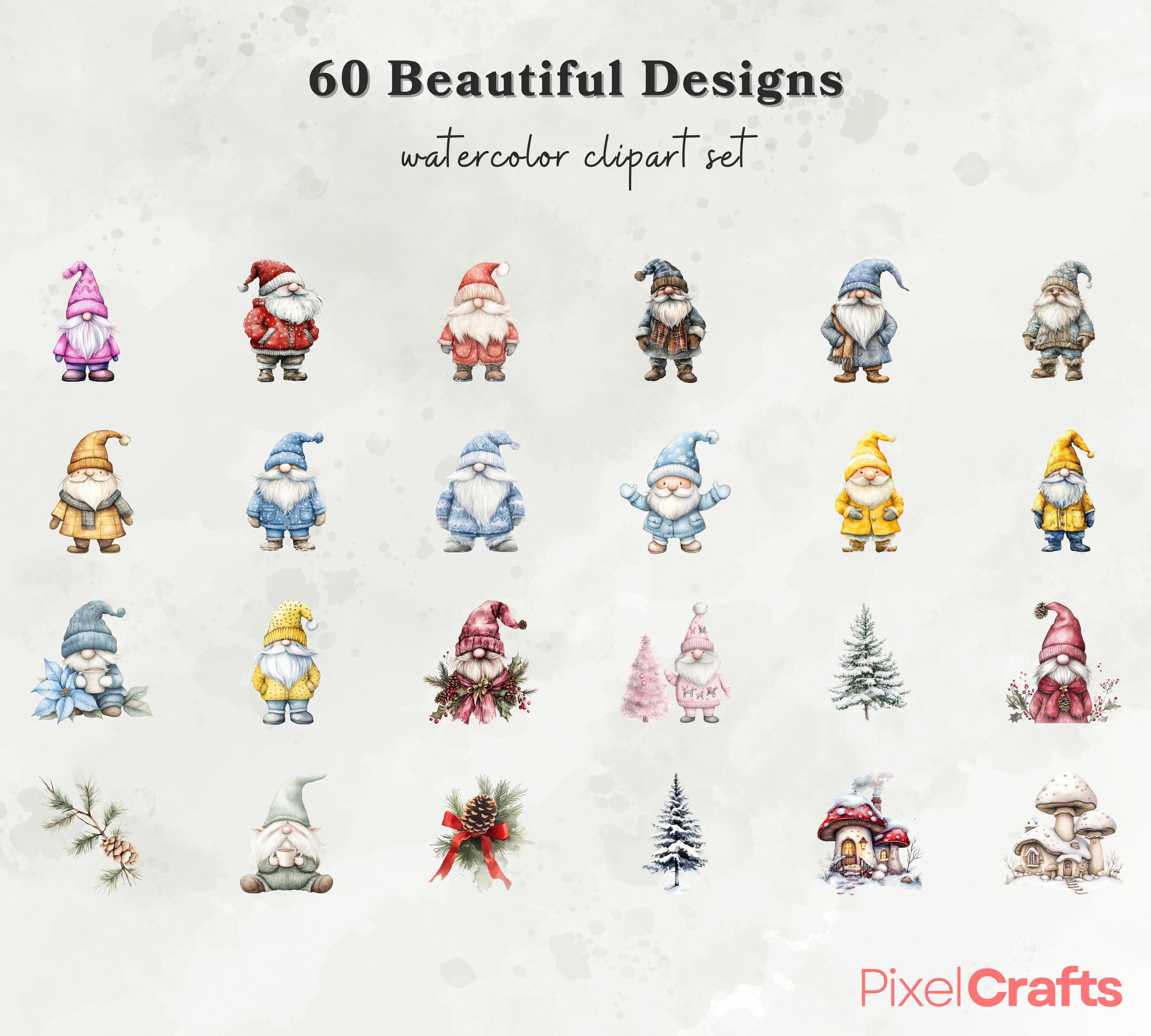 Winter Gnome Clipart Bundle, Cute Gnome Png Graphics, Winter Graphics ...