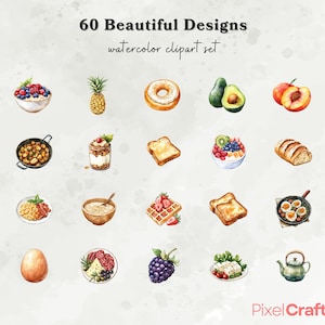 Breakfast Clipart Bundle, Brunch Clipart, Foods Graphics, Meal Graphics ...