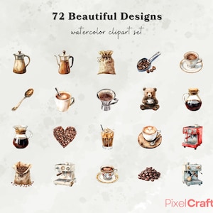 Coffee Lover Clipart Bundle, Watercolor Coffee Png, Coffee Clipart ...