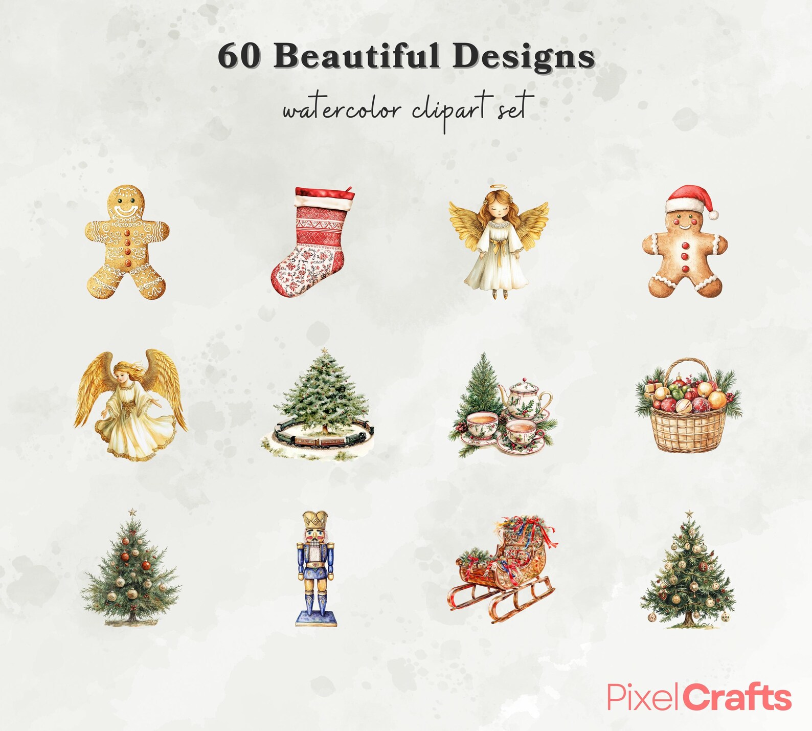Christmas Clipart Bundle, Santa Clipart, Watercolor Christmas Graphics ...