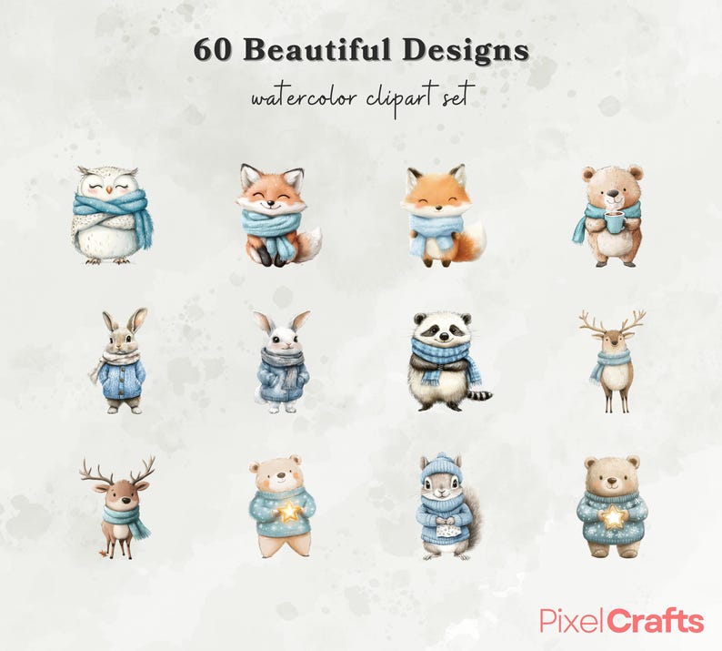 Winter Woodland Animals Clipart, Winter Clipart, Woodland Graphics ...