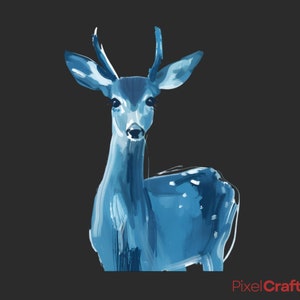 Blue Deer Clipart, Abstract Deer Png, Forest Deer Clipart Bundle, Cute ...