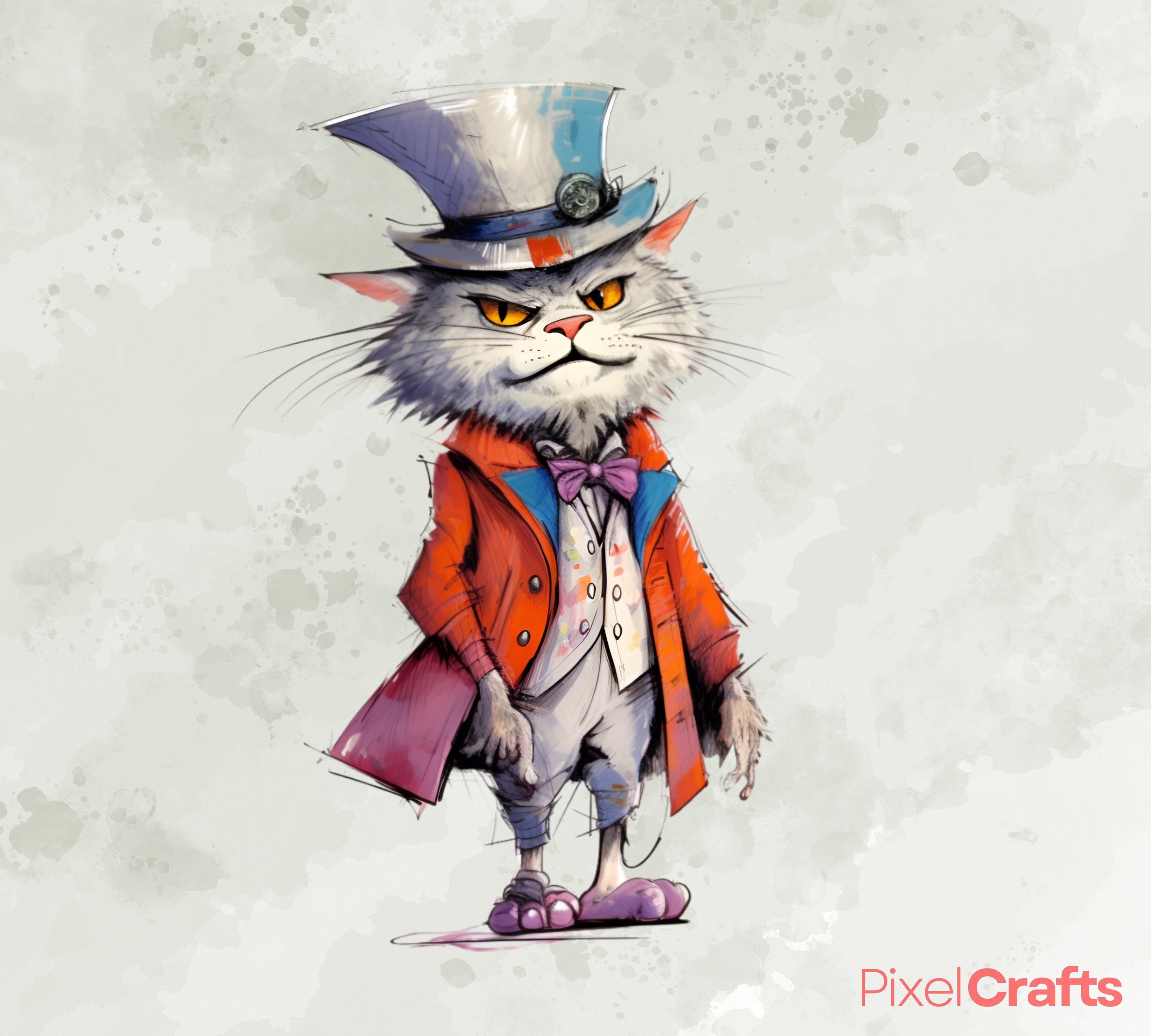 Watercolor Funny Cat Clipart, Whimsical Cats Png, Quirky Kittens ...