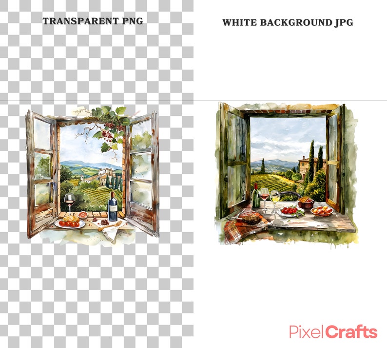 Tuscany Window Clipart, Italian Kitchen Clipart, Tuscany Landscape ...