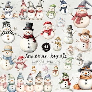 Snowman Clipart Bundle, Snowman Cuteness Clipart, Winter Graphics ...
