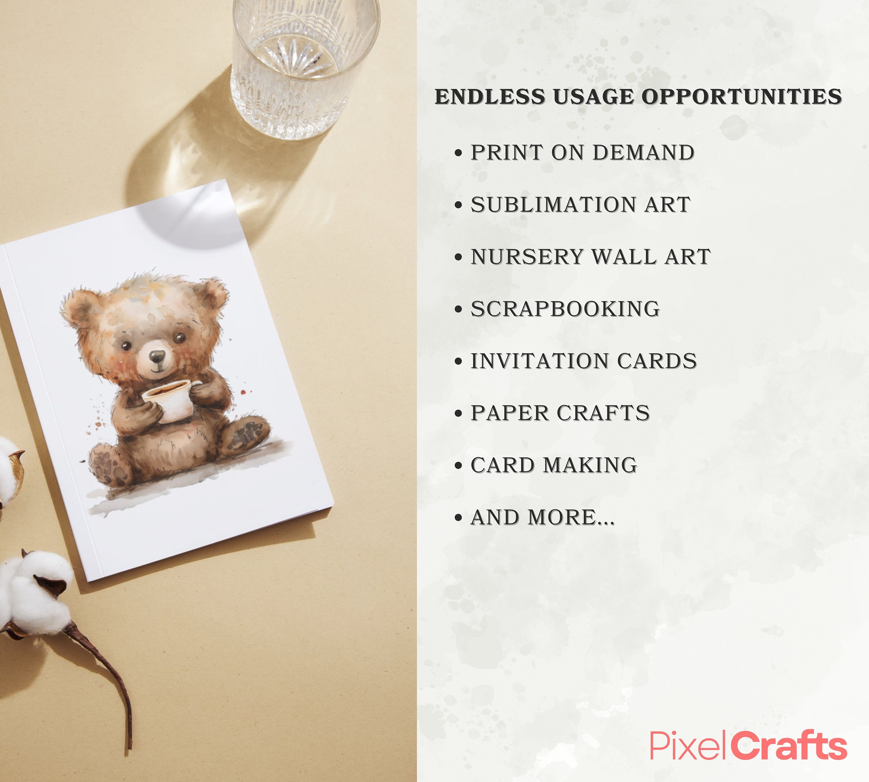 Watercolor Cute Bear With Coffee Cup Clipart, Coffee Lover Bear Clipart ...
