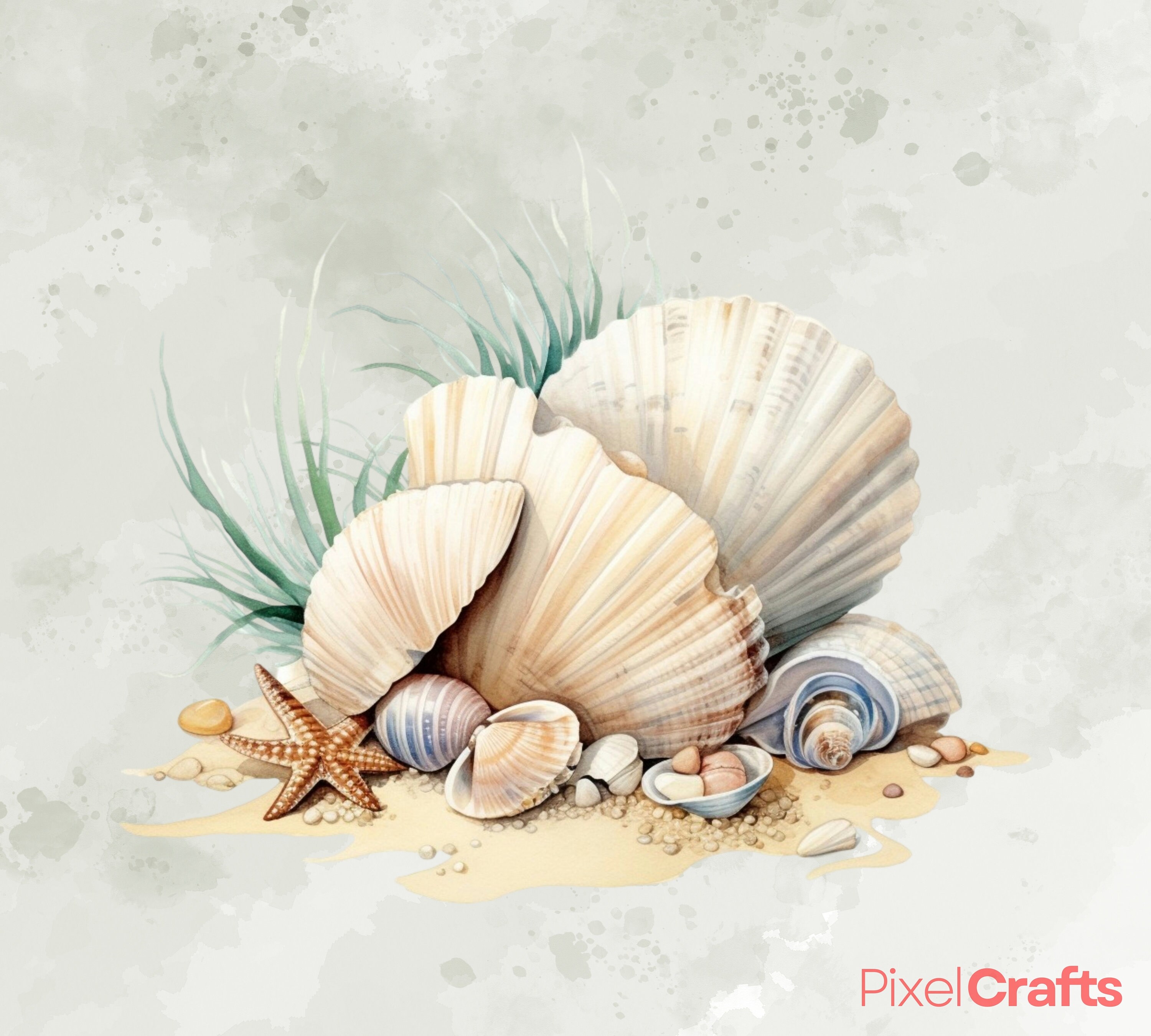 Watercolor Seashells Clipart, Sea Shells Png, Nautical Clipart, Ocean ...