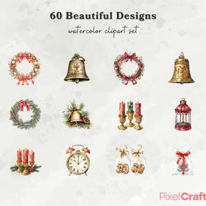 Christmas Clipart Bundle, Santa Clipart, Watercolor Christmas Graphics ...