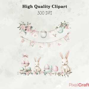 Watercolor Easter Clipart, Pink Easter Eggs Clipart, Spring Clipart ...