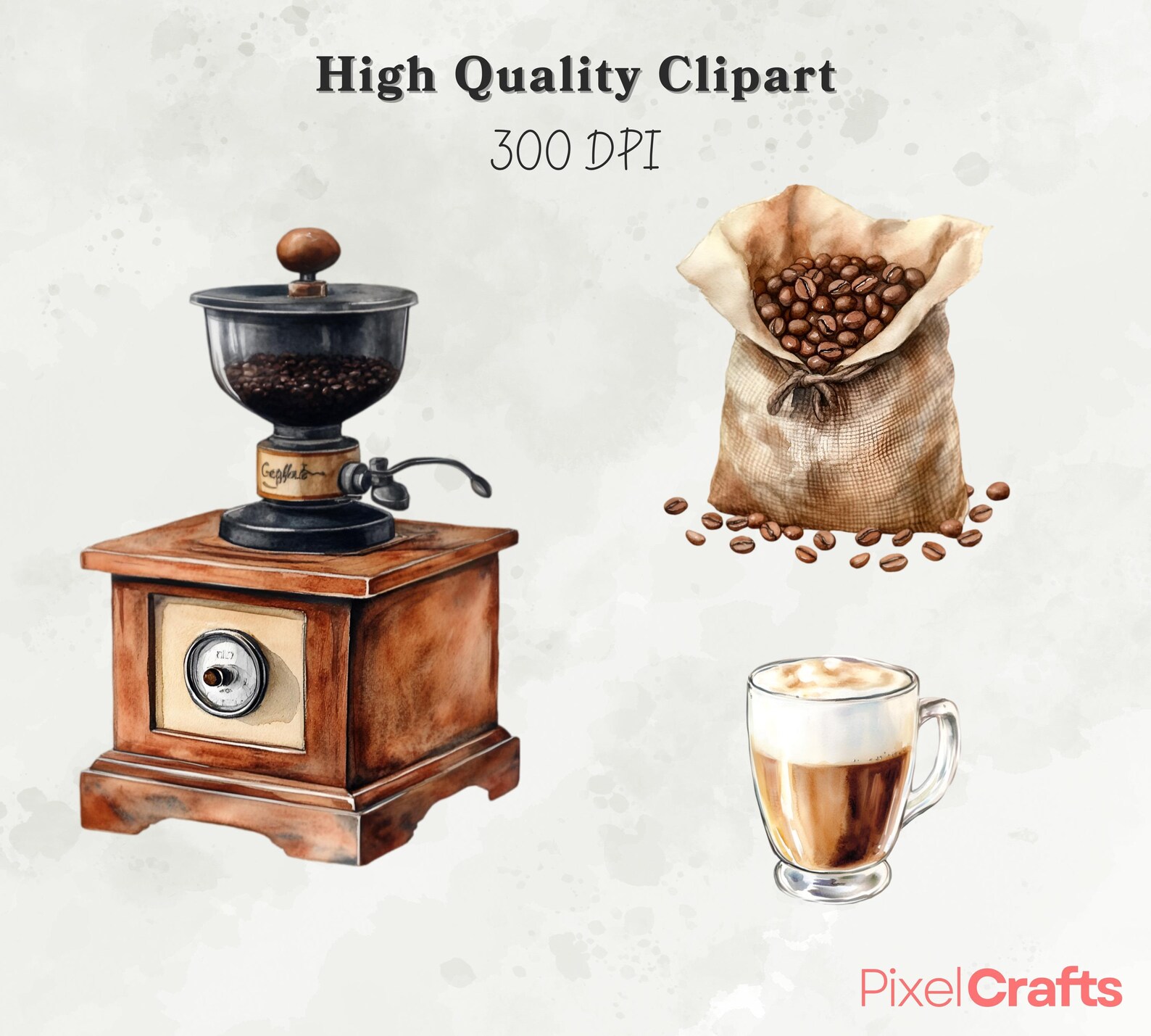 Coffee Lover Clipart Bundle, Watercolor Coffee Png, Coffee Clipart ...