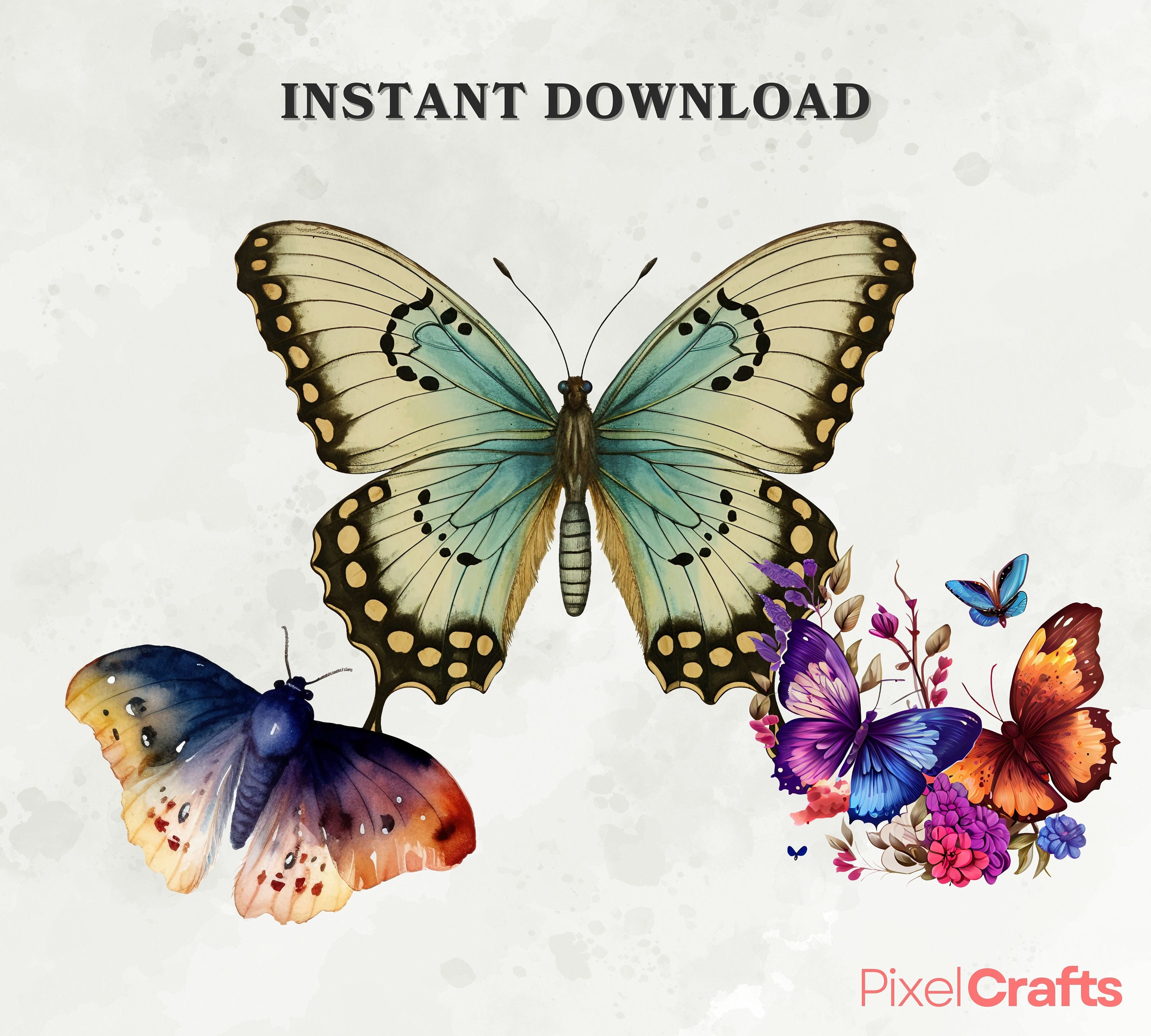 Colorful Butterflies Clipart, Colorful Watercolor Butterfly Clipart ...