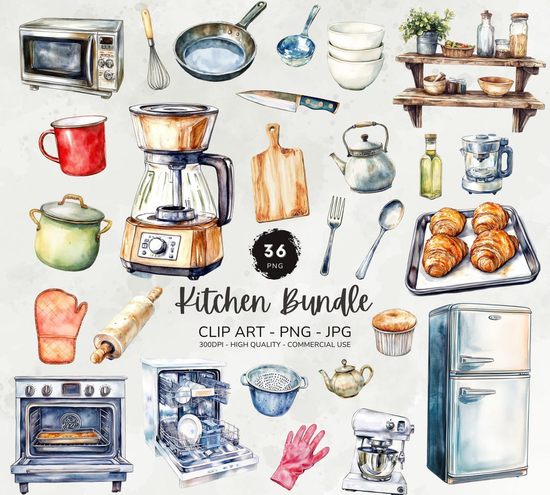 Kitchen Clipart Bundle, Kitchenware Clipart, Kitchen Tools Clipart ...