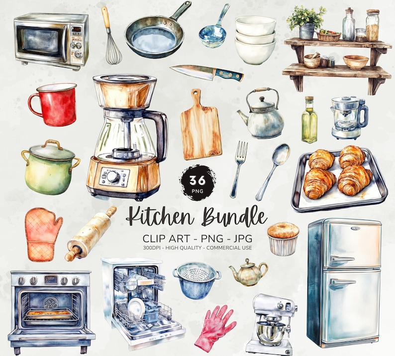 Kitchen Clipart Bundle, Kitchenware Clipart, Kitchen Tools Clipart ...