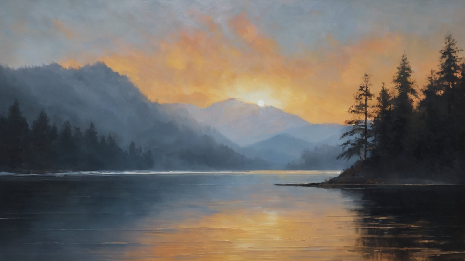 Mountain Range Digital Art of Mountains at Dawn Wall Art Monotone ...