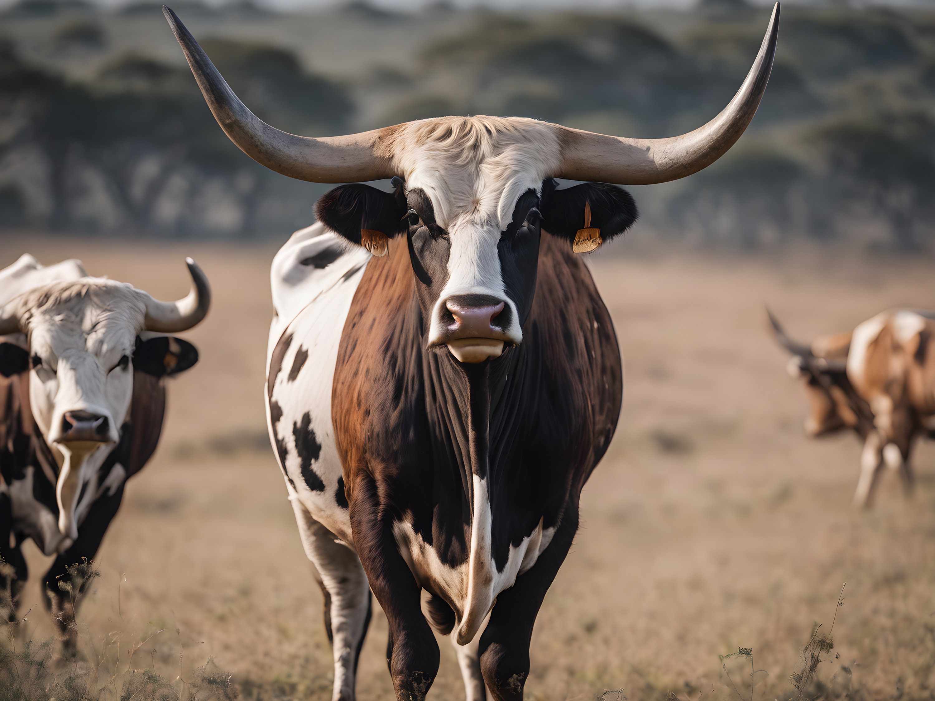 Nguni Cattle, Nguni Painting, Big Horns, South Africa, Bull, Digital ...