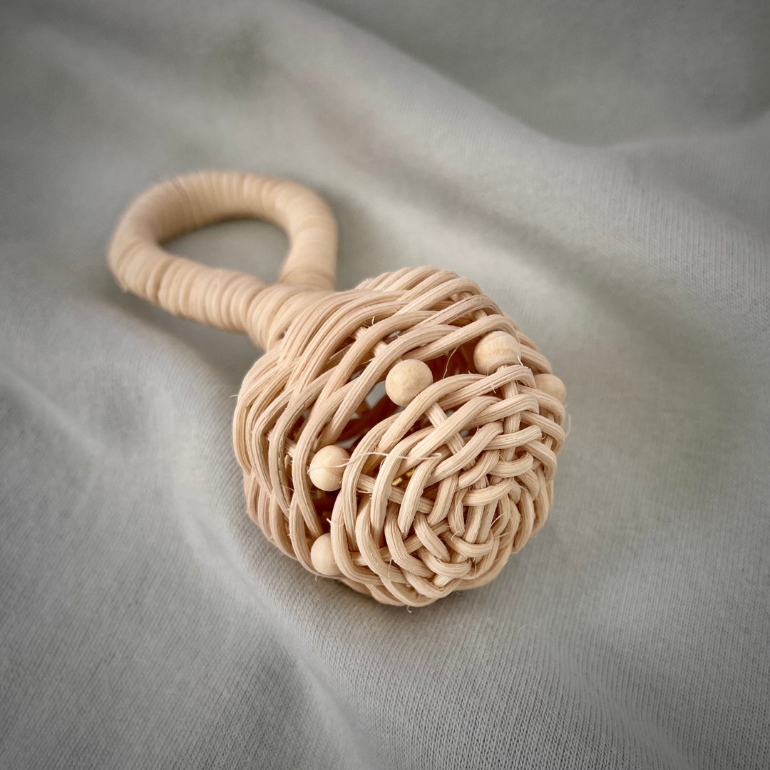 Rattan Rattle Baby Shower Gift Wooden Toy Montessory Toy - Etsy