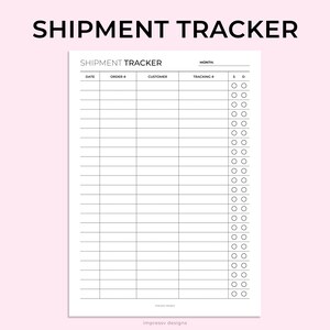 Printable Shipping Tracker, Shipping Log, Shipping Planner, Shipment ...