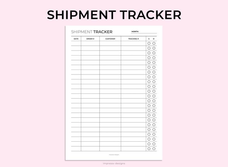 Printable Shipping Tracker, Shipping Log, Shipping Planner, Shipment ...