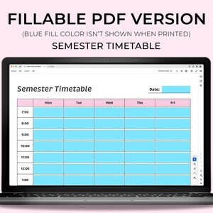 Semester Timetable Planner, Student Planner, Student Printable, Desk ...