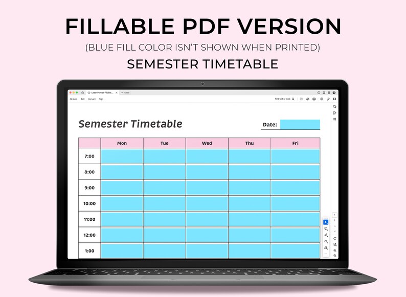 Semester Timetable Planner, Student Planner, Student Printable, Desk ...