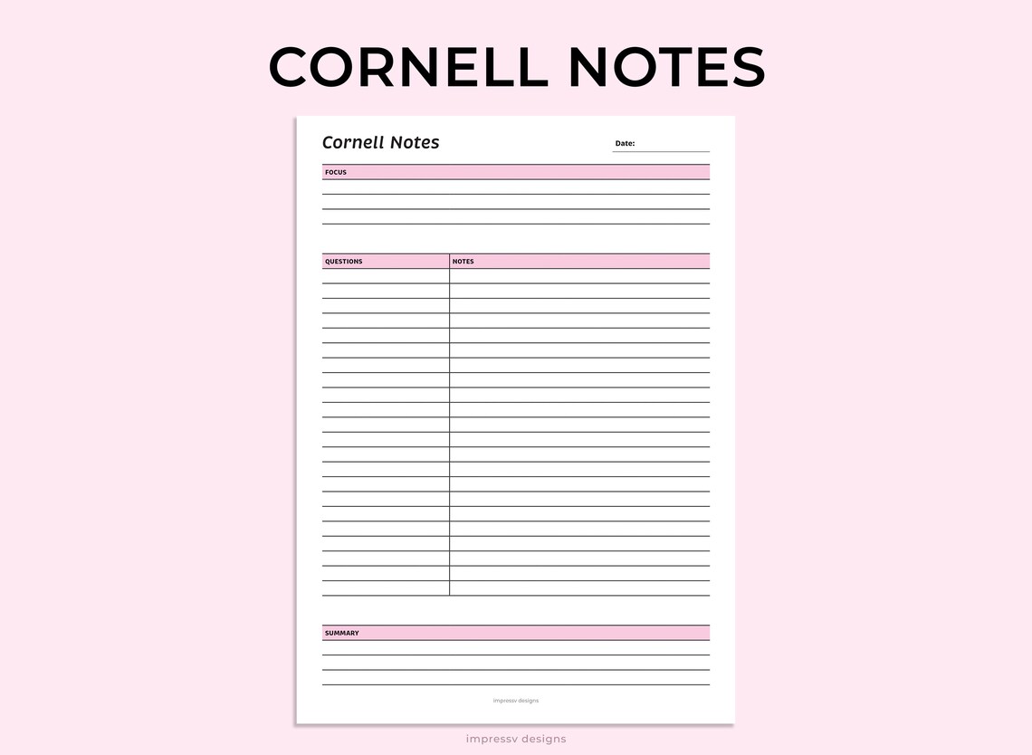 Cornell Notes Planner Template, Student Planner, Student Printable ...