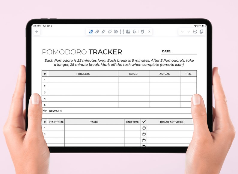 Editable Pomodoro Planner, Pomodoro Timer, Productivity Planner ...