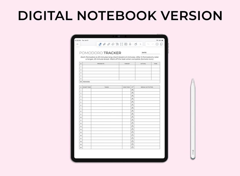 Editable Pomodoro Planner, Pomodoro Timer, Productivity Planner ...