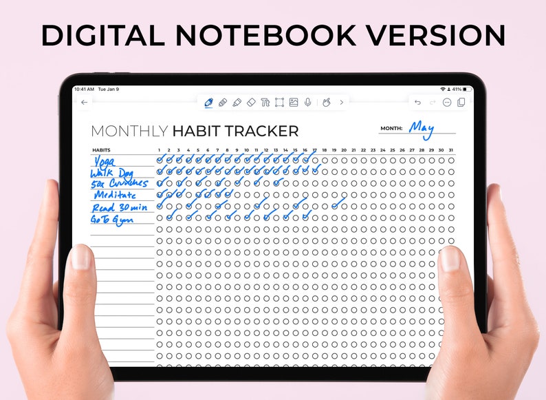 Monthly Habit Tracker, Fillable & Printable, Routine Planner, Habit ...