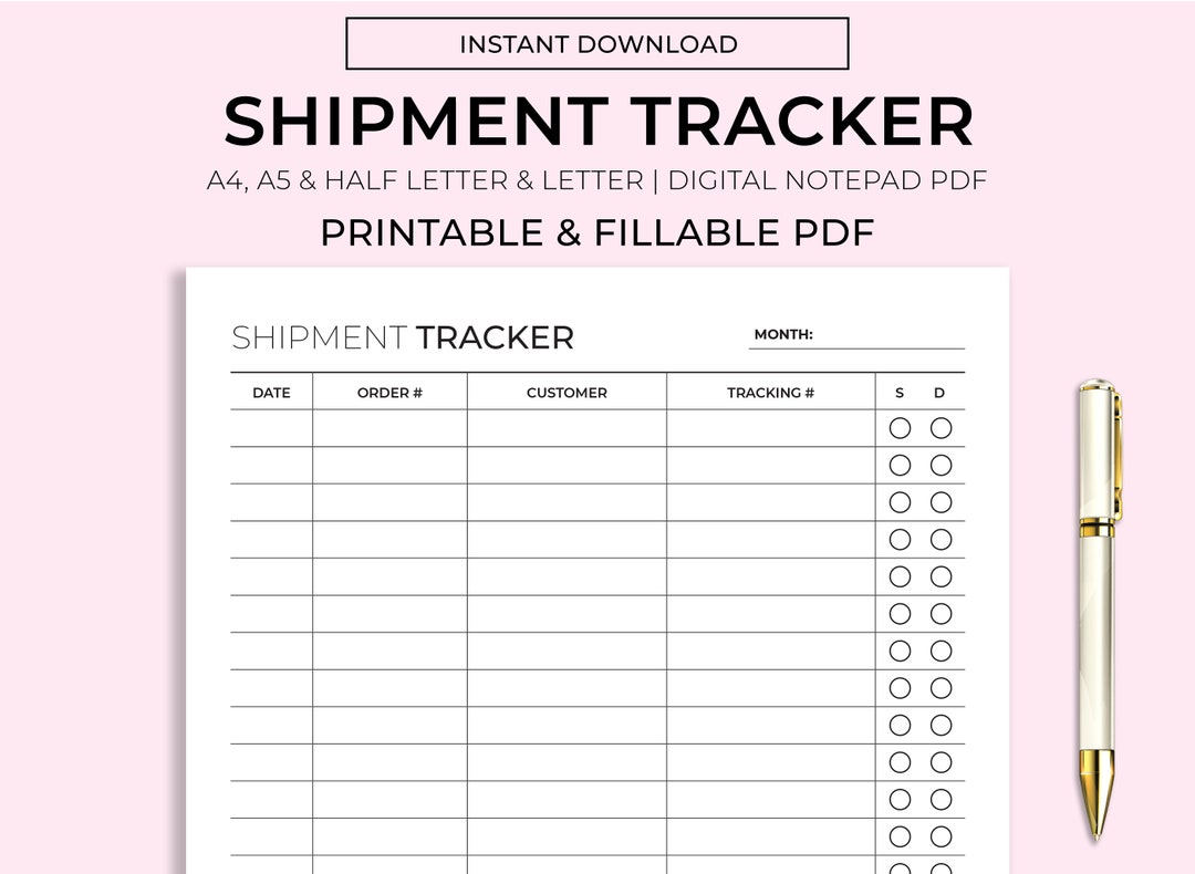 Printable Shipping Tracker, Shipping Log, Shipping Planner, Shipment ...