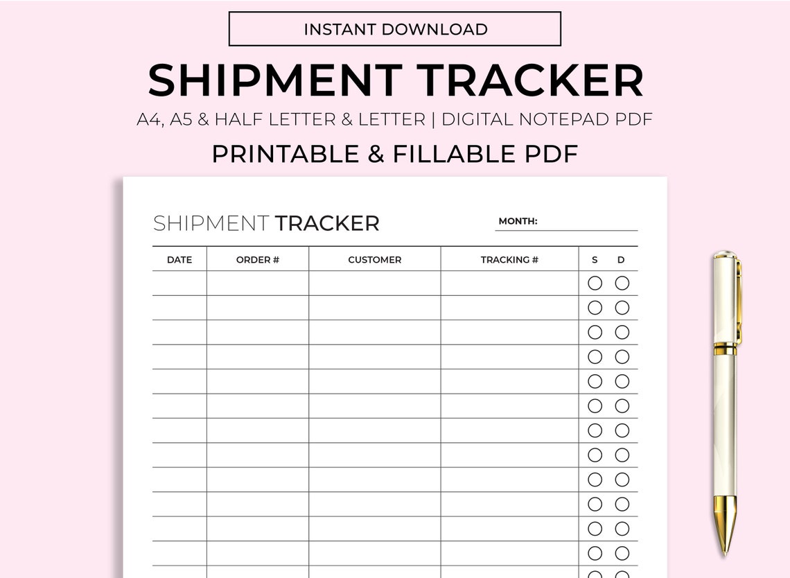 Printable Shipping Tracker, Shipping Log, Shipping Planner, Shipment ...