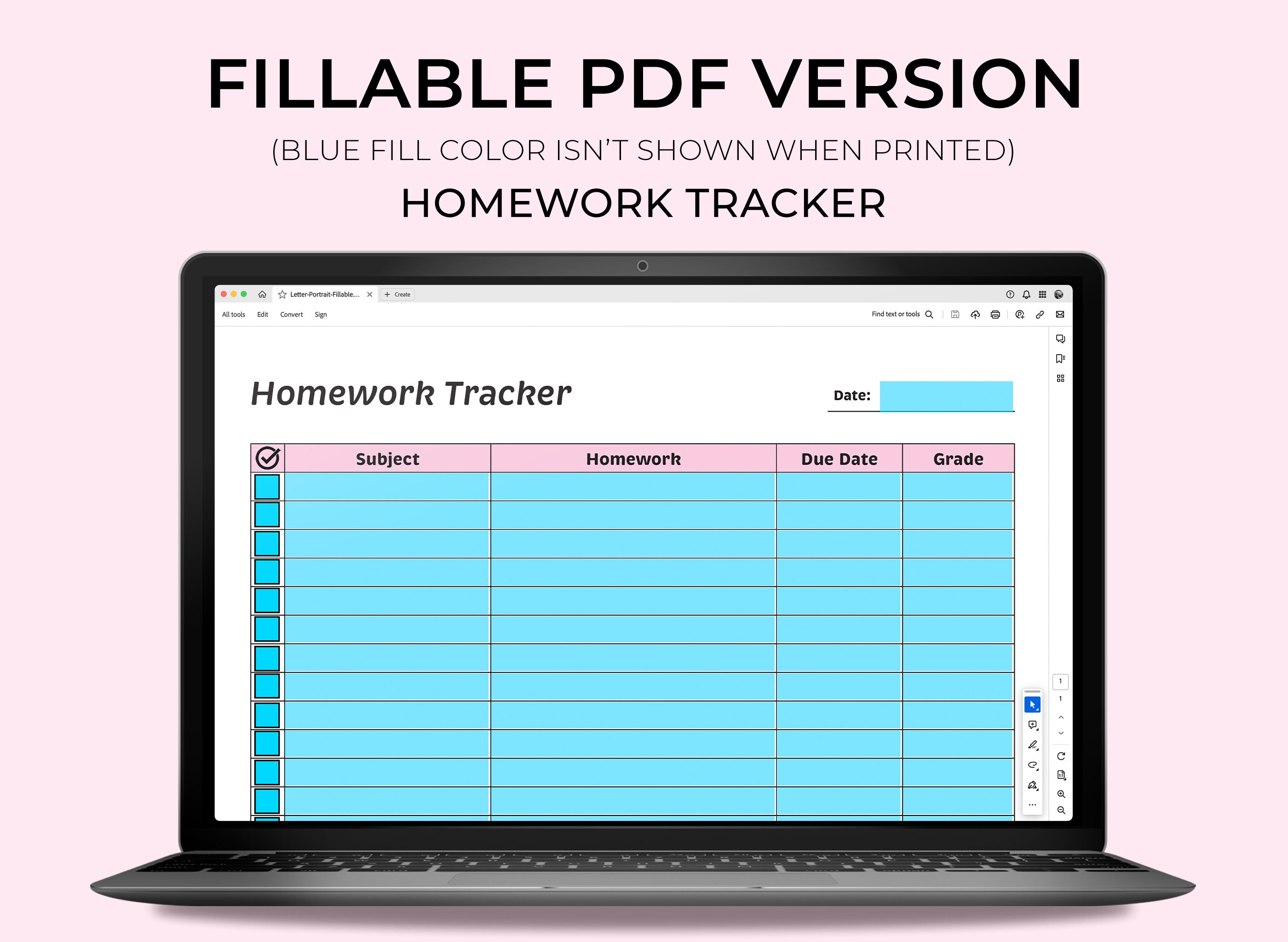 Homework Tracker Planner, Student Planner, Student Printable, Desk ...