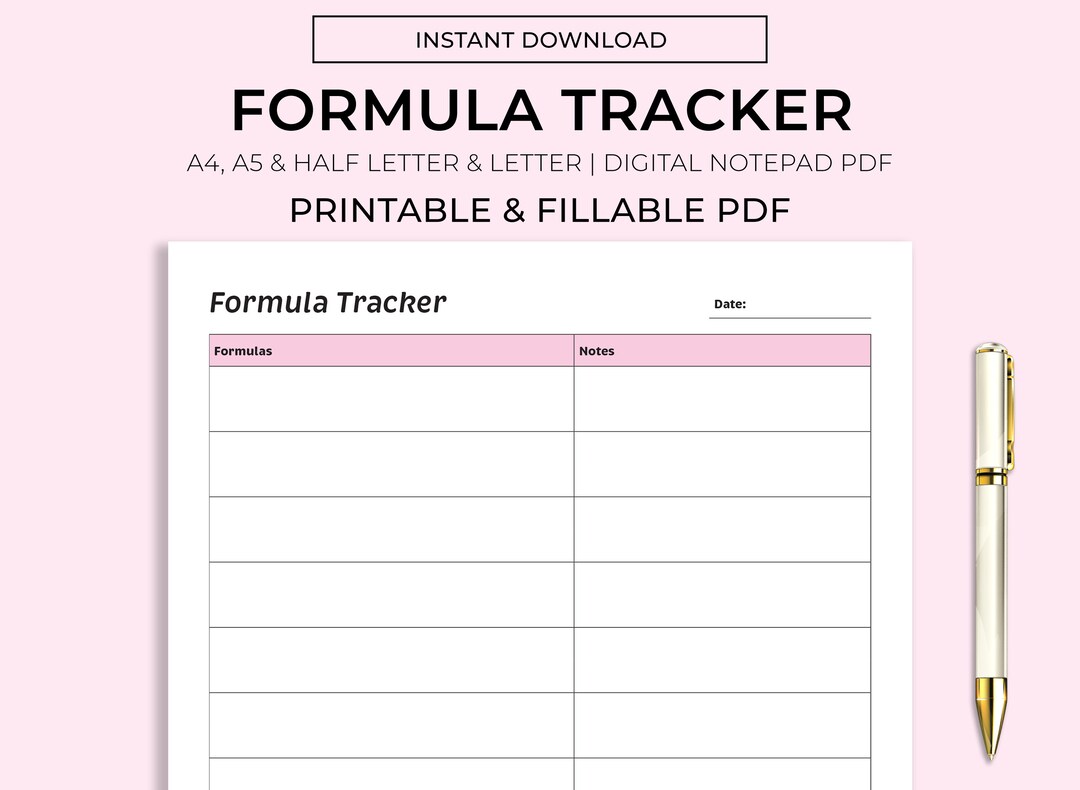 Formula Tracker Planner, Student Planner, Student Printable, Desk ...