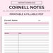 Cornell Notes Planner Template, Student Planner, Student Printable ...