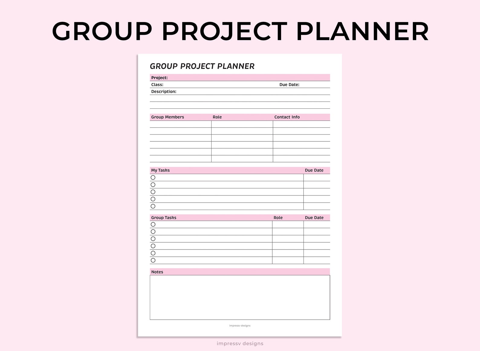 Group Project Planner Template, Student Planner, Student Printable ...