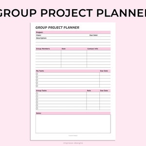 Group Project Planner Template, Student Planner, Student Printable ...