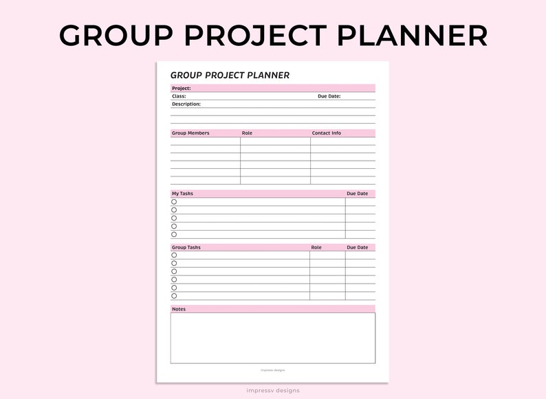 Group Project Planner Template, Student Planner, Student Printable ...
