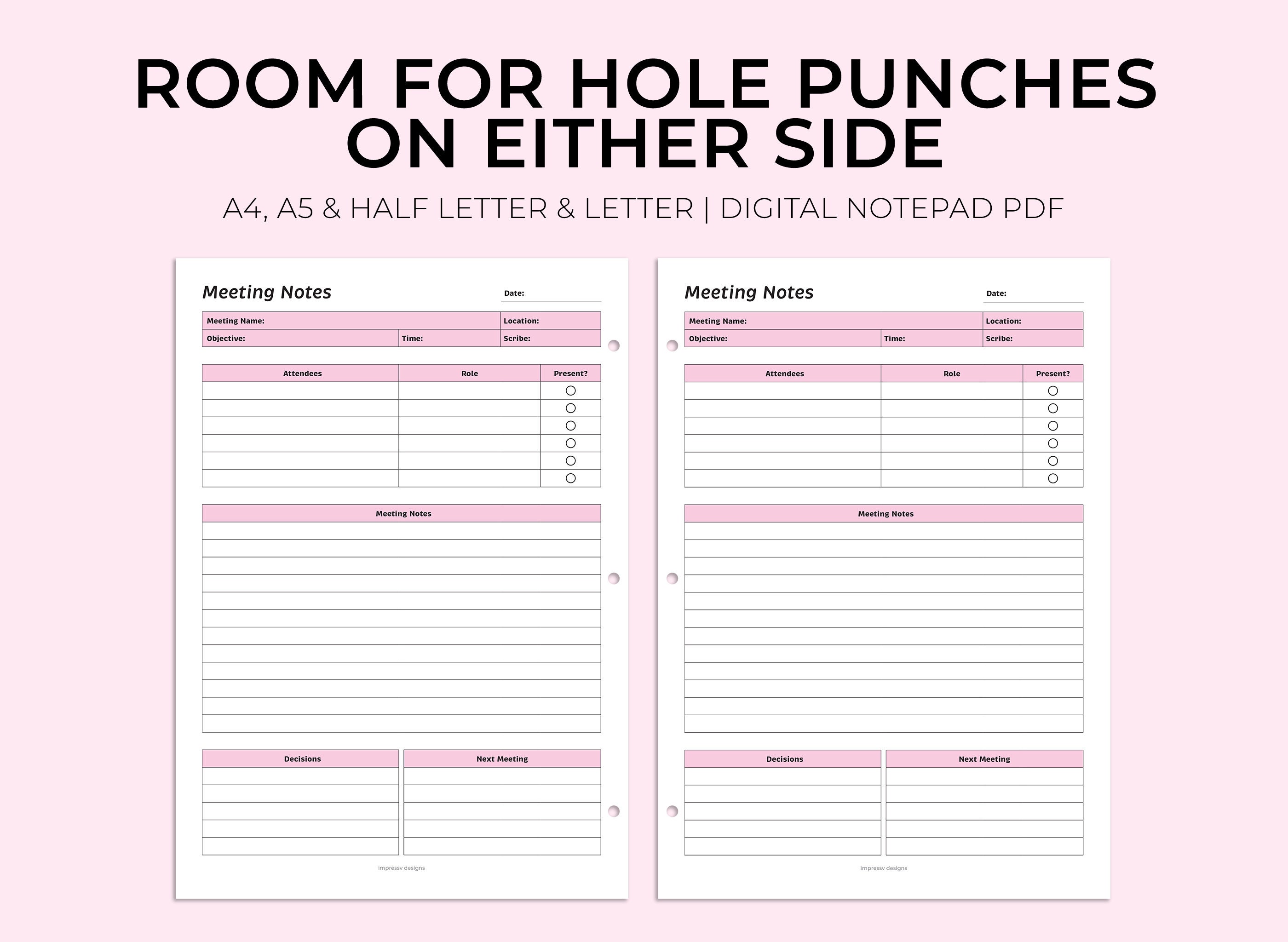 Meeting Notes Planner Template, Student Planner, Student Printable ...
