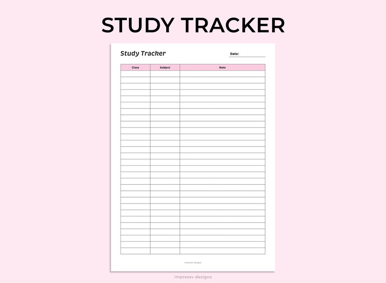 Study Tracker Planner, Student Planner, Student Printable, Desk Planner ...