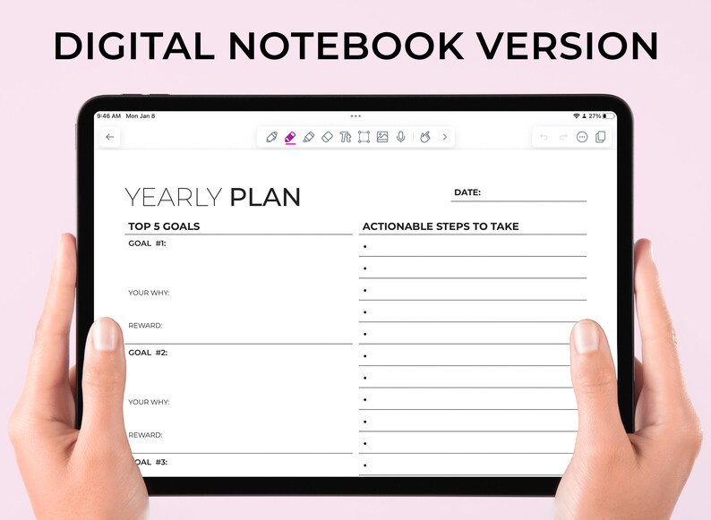 Top 5 Yearly Goals Planner, Fillable & Printable, Minimalist Printable ...